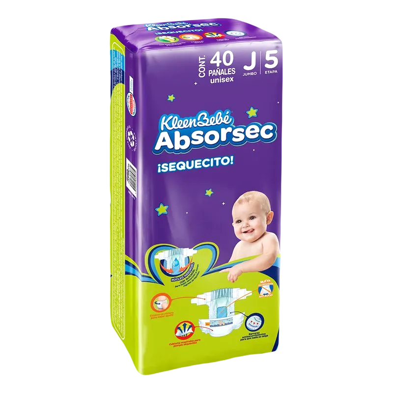 Pañal Absorsec Ultra Jumbo KleenBebé 40 piezas | Súper La Violeta ...